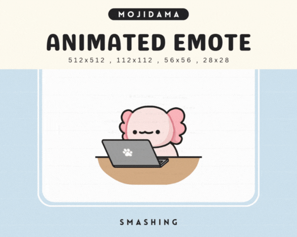 Axolotl Smashing Emotes – MOJIDAMA | Cute Gears and Stream Overlay Store