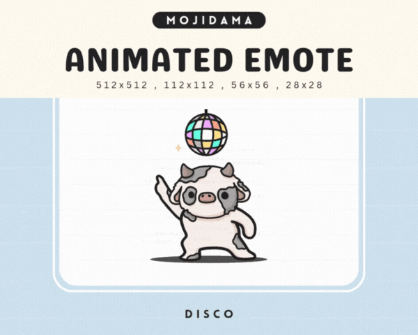 Cow Disco Emotes – MOJIDAMA | Cute Gears and Stream Overlay Store